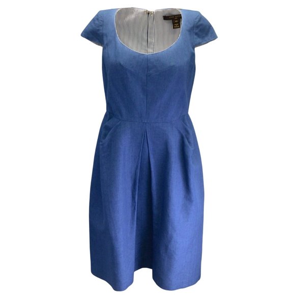 Louis Vuitton | Dresses | Louis Vuitton Blue Cap Sleeved Linen And ...